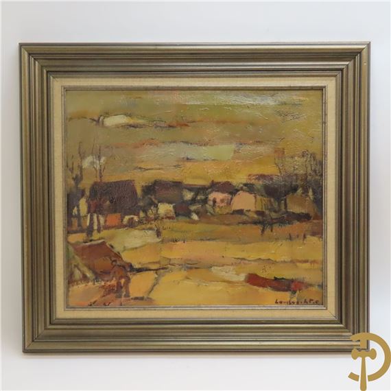 C. Lambrecht | Geanimeerd landschap met huizen aan de einder | MutualArt