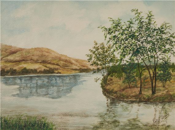 Patsy Santo | Landscape with a Pond and Distant Hills | MutualArt