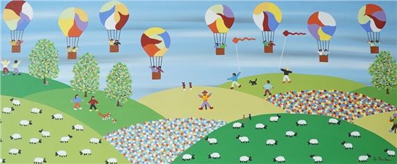 Gordon Barker | ‘Balloons in the Countryside’ | MutualArt