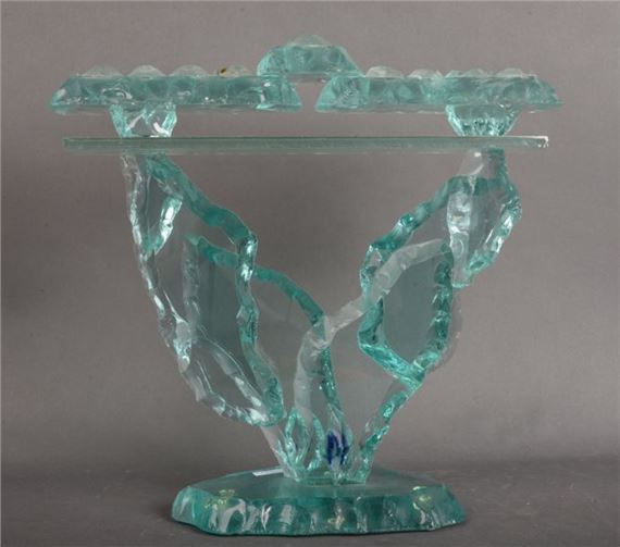 Patrick Jacob | Large glass sculpture in bluish tones - Lot | MutualArt