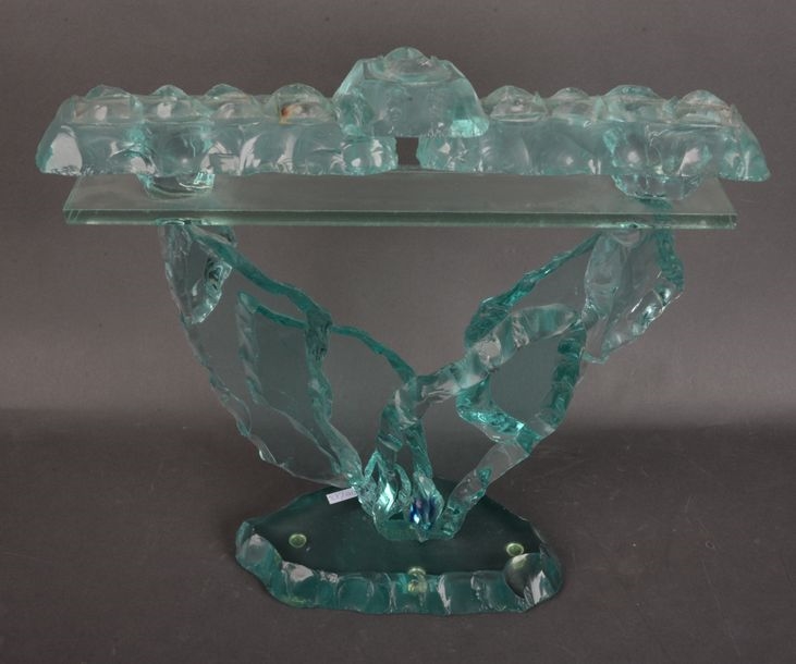 Patrick Jacob | Large glass sculpture in bluish tones - Lot | MutualArt