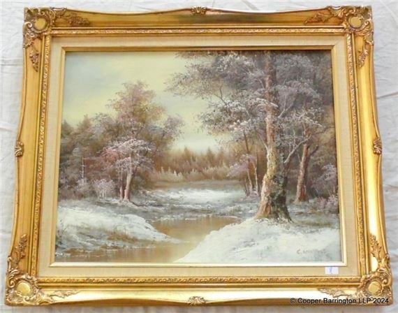 C. Inness | C Inness Winter Landscape Oil on Canvass (1985) | MutualArt