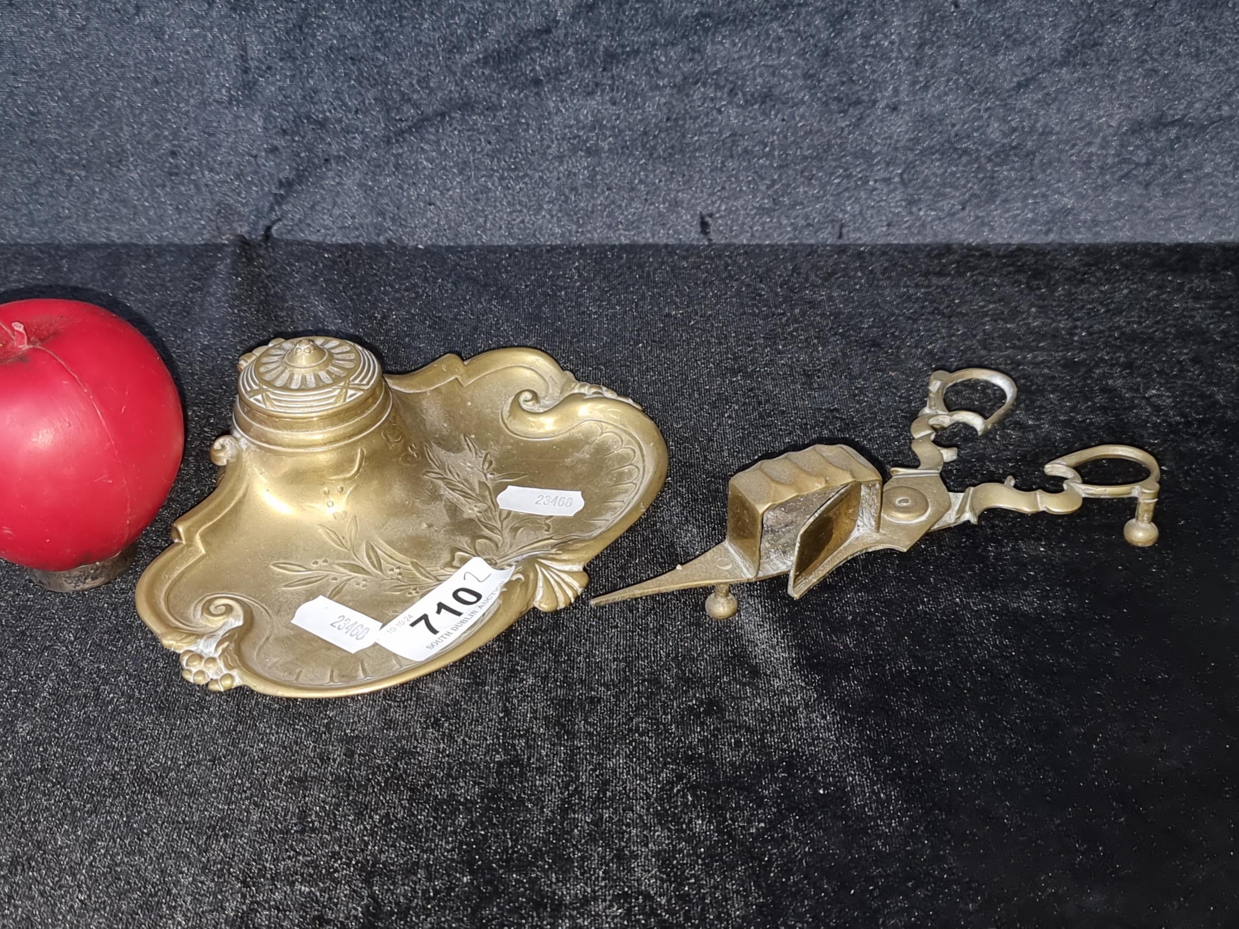 Mouchette | Two vintage brass items including a candle mouchette and a ...