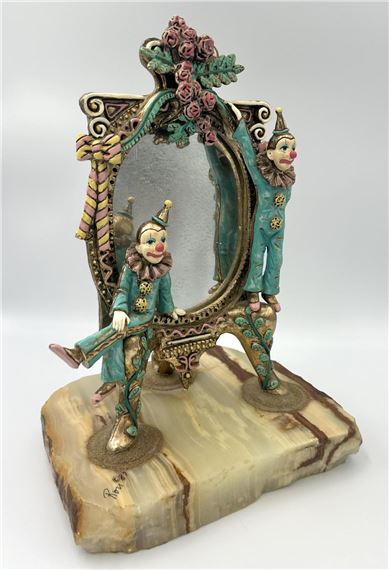 Ron Lee | Clown with two figures in front of a mirror (1987) | MutualArt
