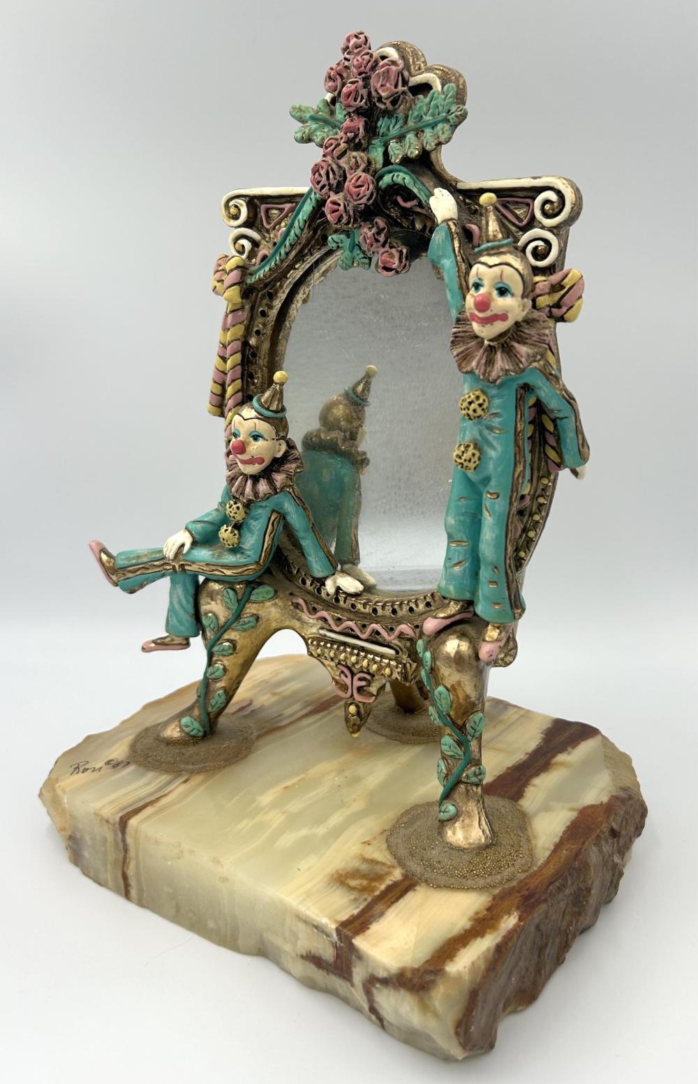 Ron Lee | Clown with two figures in front of a mirror (1987) | MutualArt