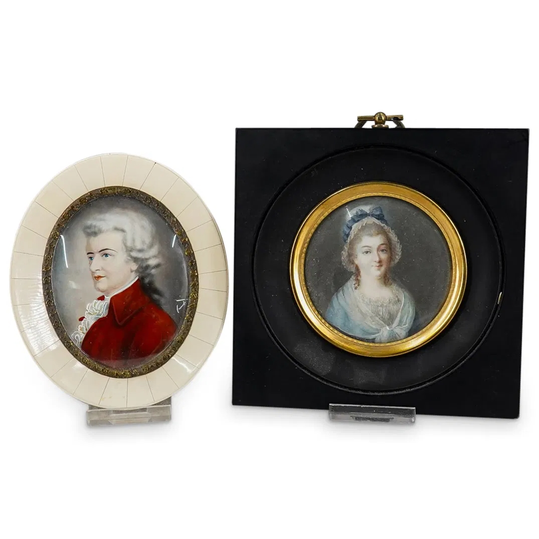 French School, 19th Century | 2 miniature hand painted portraits ...