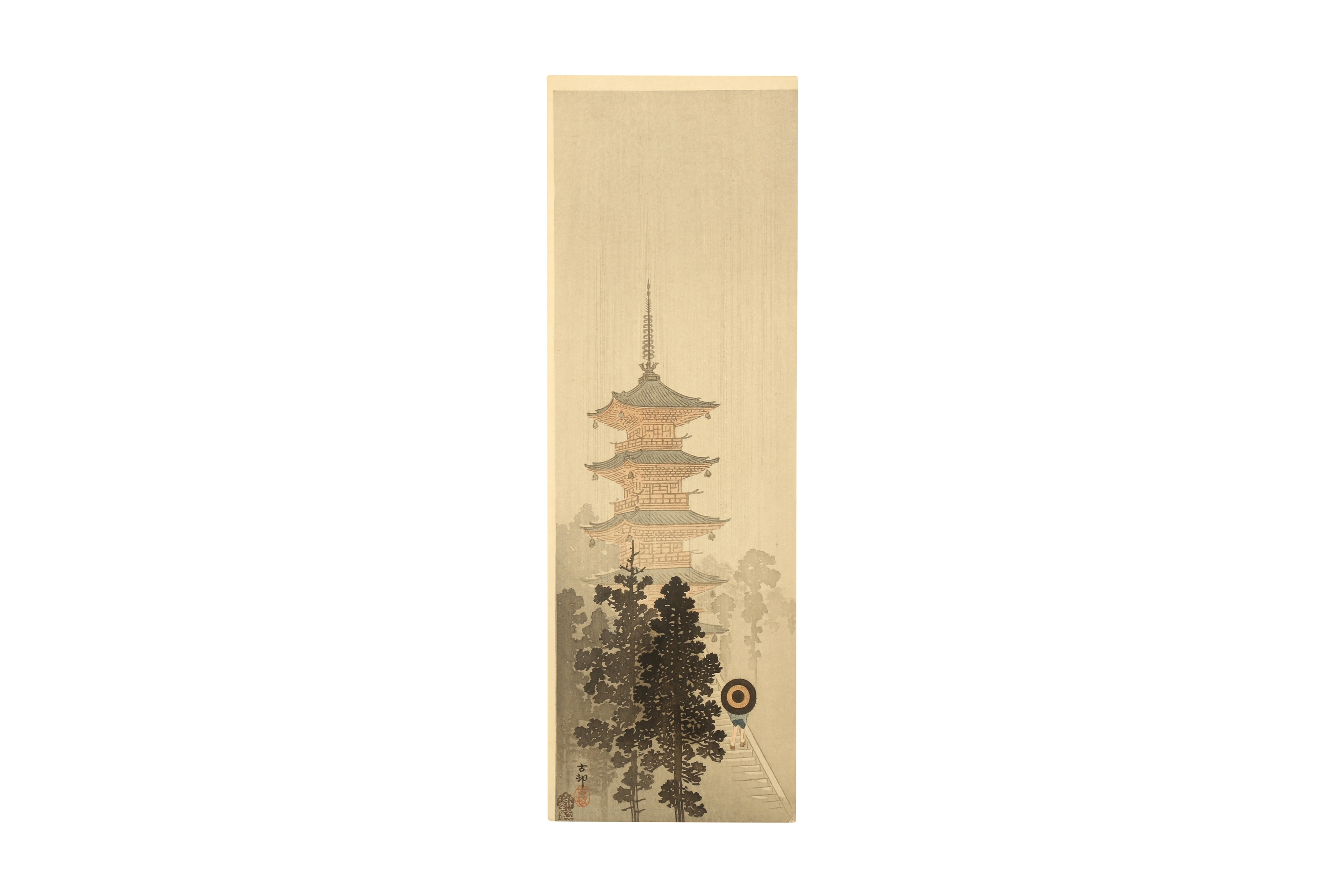 Ohara Koson | OHARA KOSON (1878-1945) Pagoda in rain | MutualArt