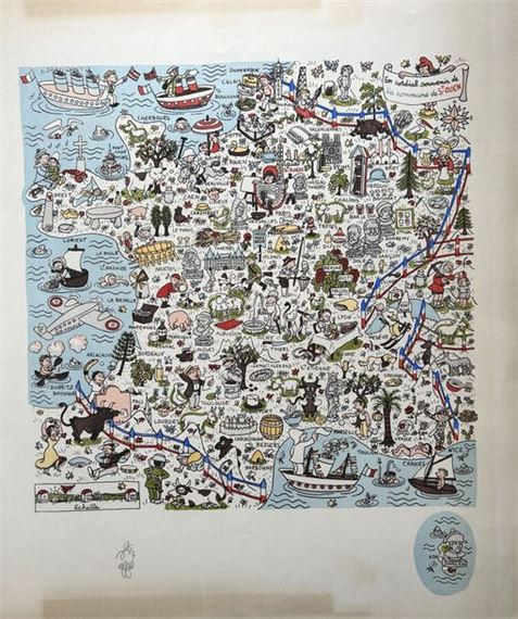 Jean Effel | Animated map of France]. Lithograp - Lot | MutualArt
