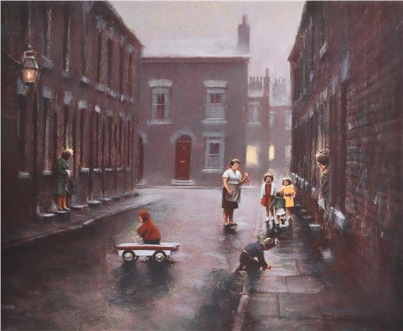 Marc Grimshaw | Northern Street Scene with Children Playing | MutualArt