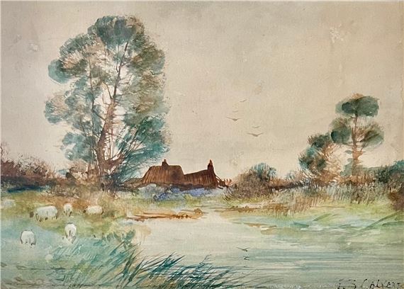 Edwin Sherwood Calvert | landscape with sheep (1844) | MutualArt