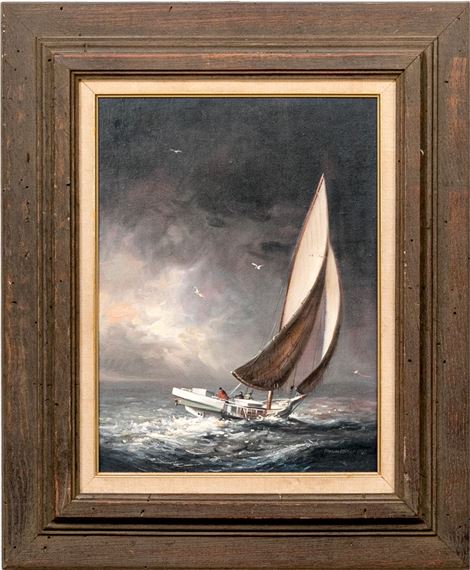 Melvin Orville Miller | Seascape With Sailboat (1969) | MutualArt