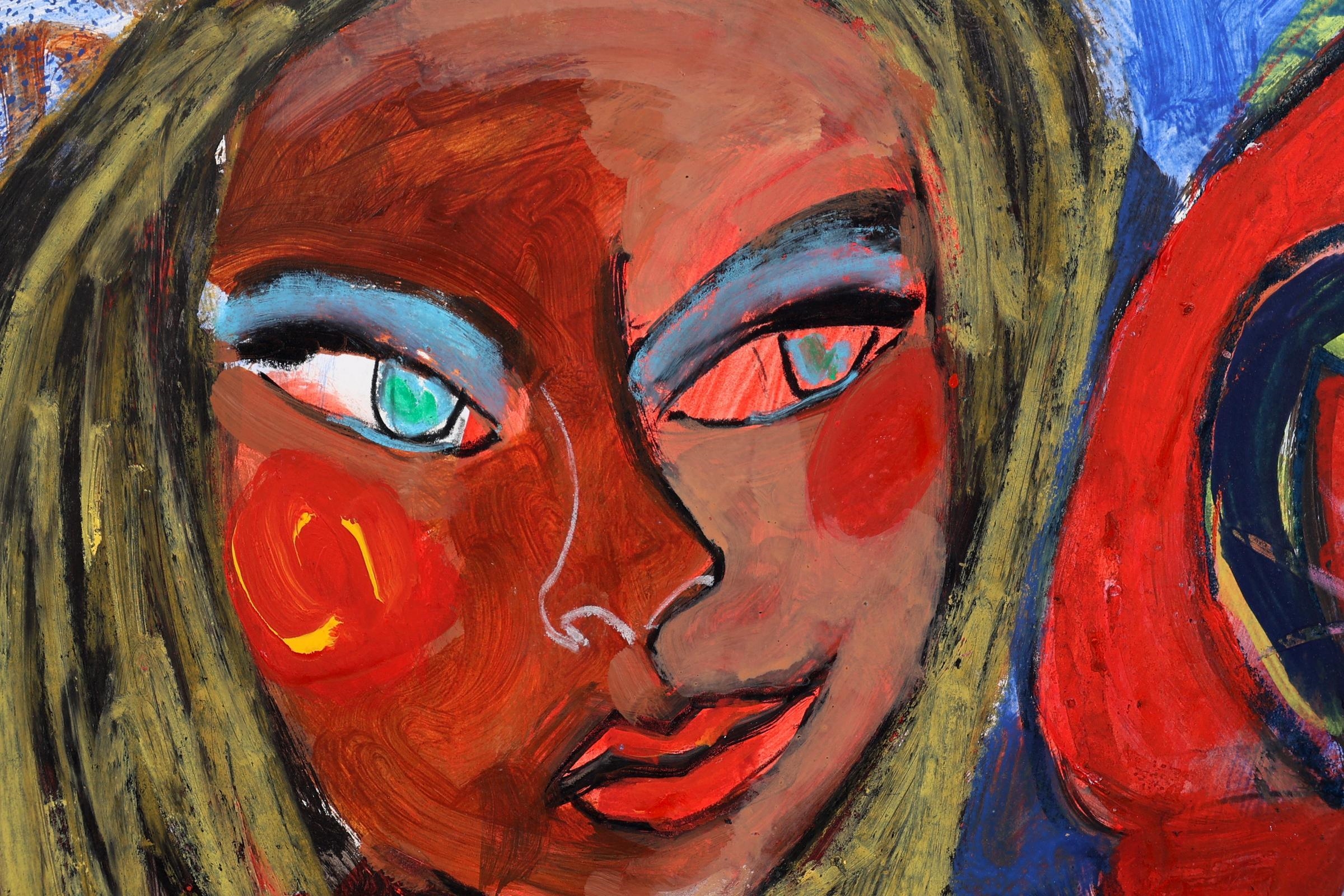 John Lie A Fo | John Lie A Fo (1945), Red locks with red cat, gouache ...