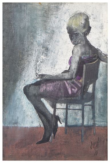 Alberto Sughi | ALBERTO SUGHI Seated woman smoking 1959 (1959) | MutualArt