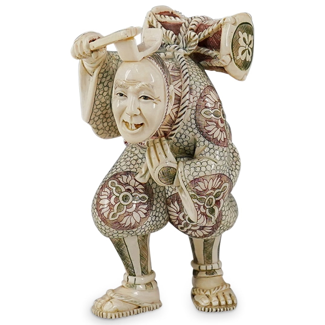 Japanese School, 19th Century | A robed man holding a mask over his ...