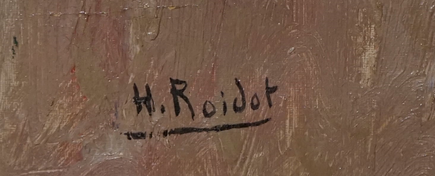 Henri Roidot | 'Winter Snow Scene with Stream and Village' (1877) | MutualArt