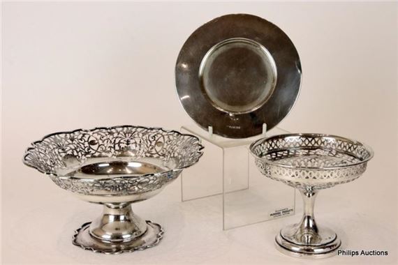Sheffield | TWO GEORGE V STERLING SILVER PIERCED TAZZAS AND A DISH ...