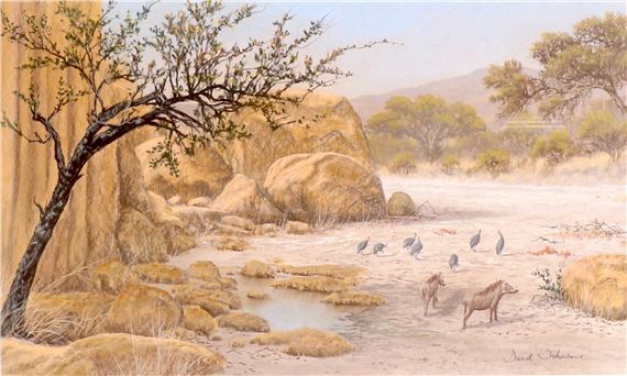 David Johnson | BUSHVELD SCENE WITH WARTHOGS | MutualArt