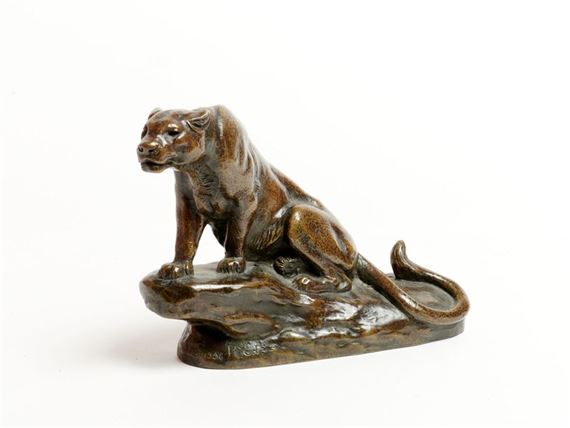 Charles Masson | Panther seated on a rock Bronze proof | MutualArt