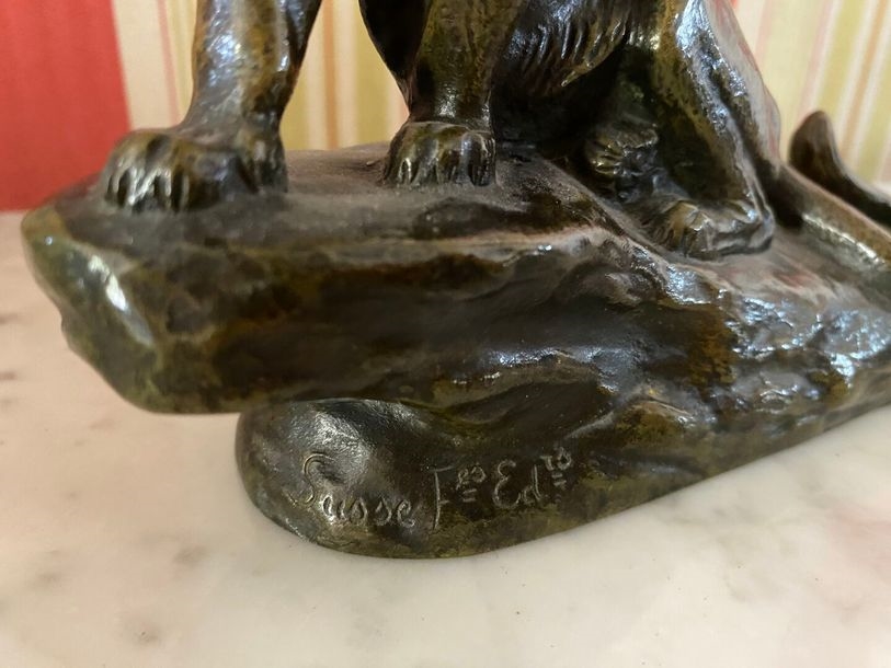 Charles Masson | Panther seated on a rock Bronze proof | MutualArt