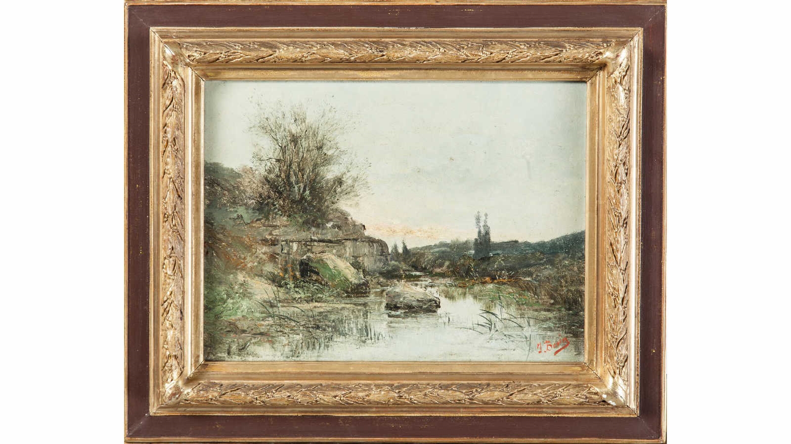 Jean Bain | Jean BAIN (XIX-XXème siècle).Paysage à l'étang.Huile sur ...