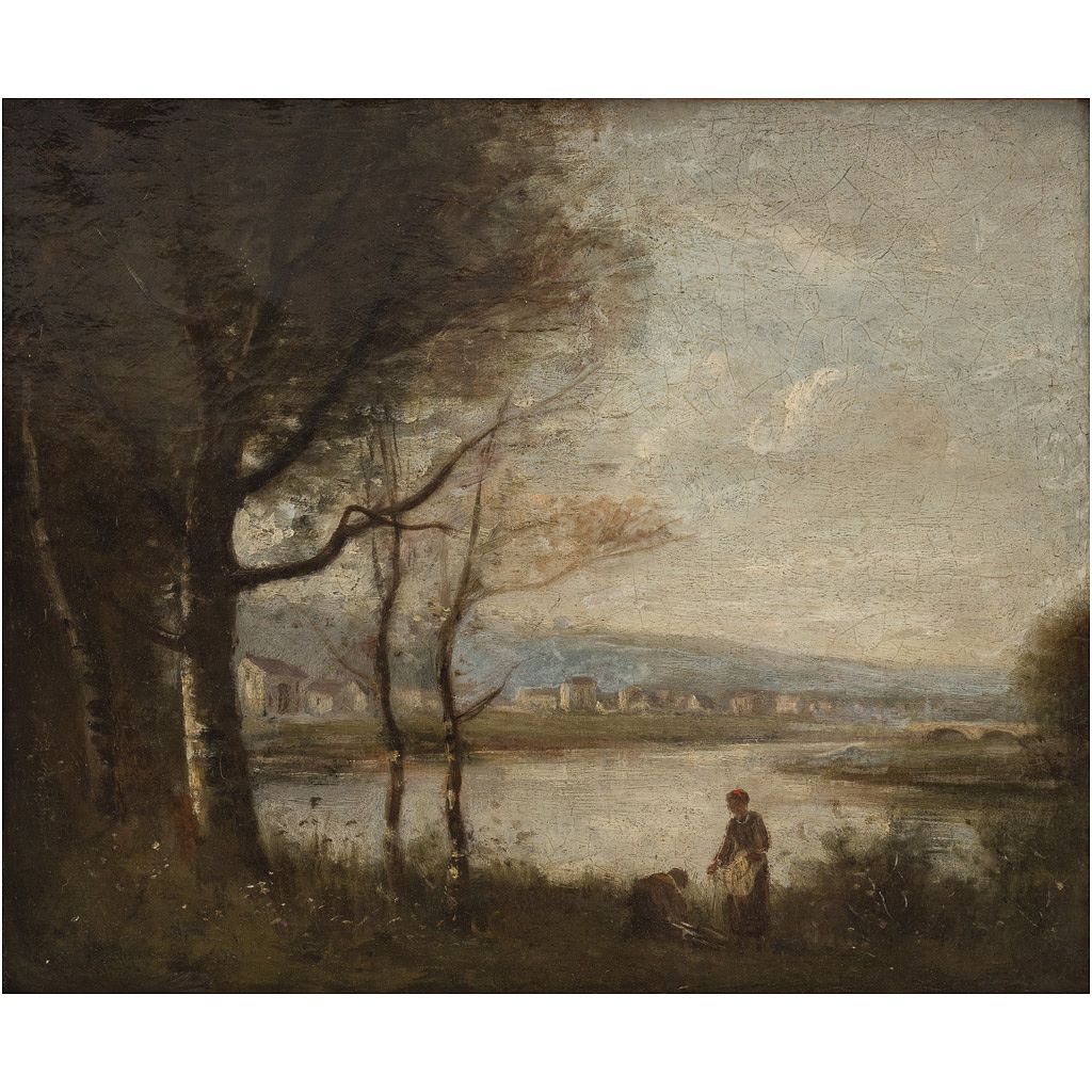 Jean Baptiste Camille Corot | PAISAJE CON LAGO | MutualArt