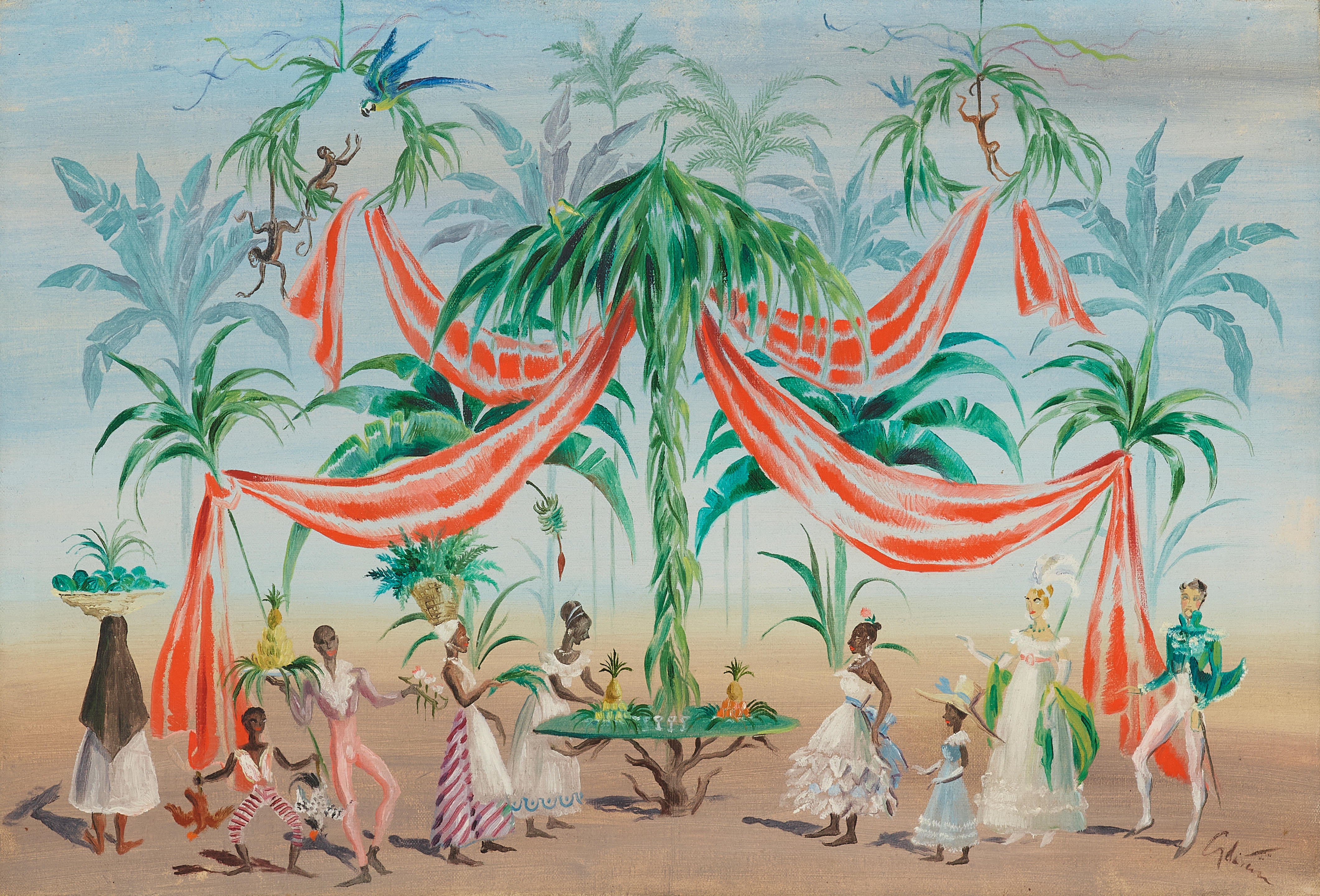 Adrian Adolph Greenberg | Untitled (Tropical May Pole Scene) | MutualArt