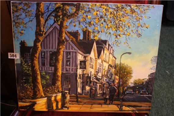 John Bell | Unframed Oil on canvas of The George Public House signed to ...