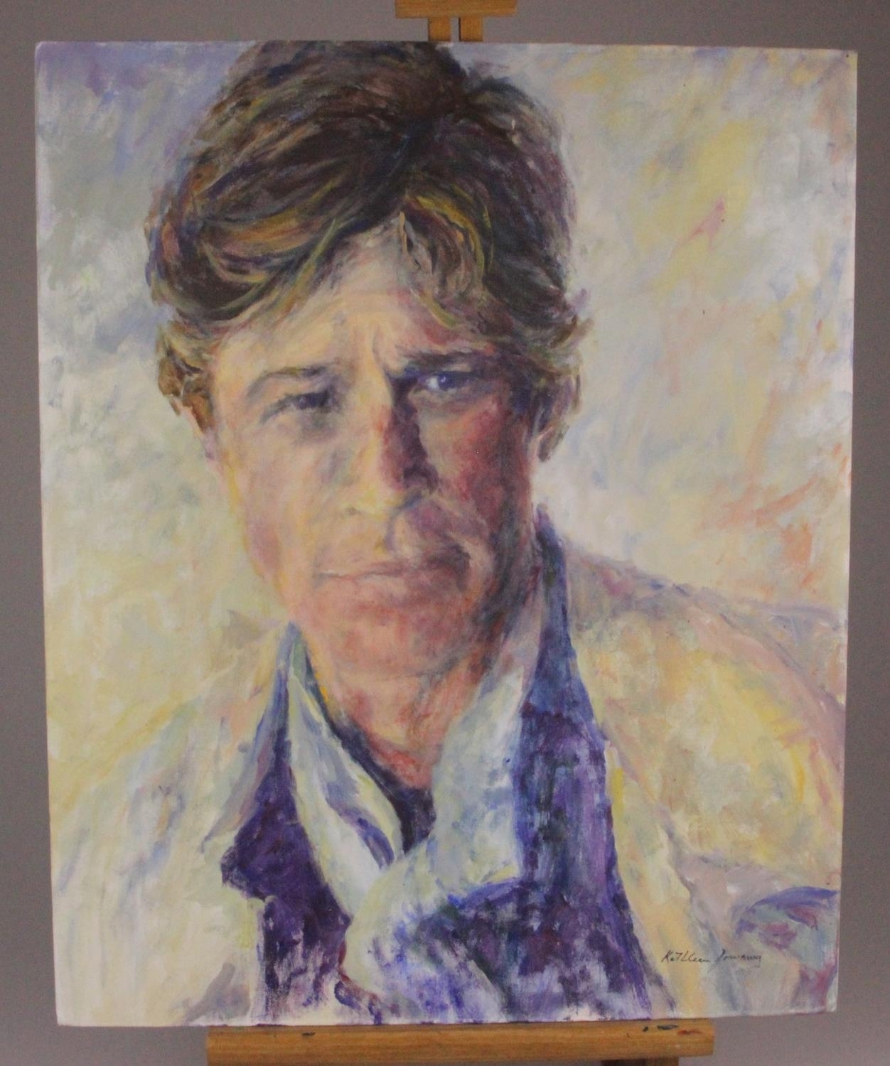 Kathleen Downing | Robert Redford Original Oil on Board by Kathleen ...
