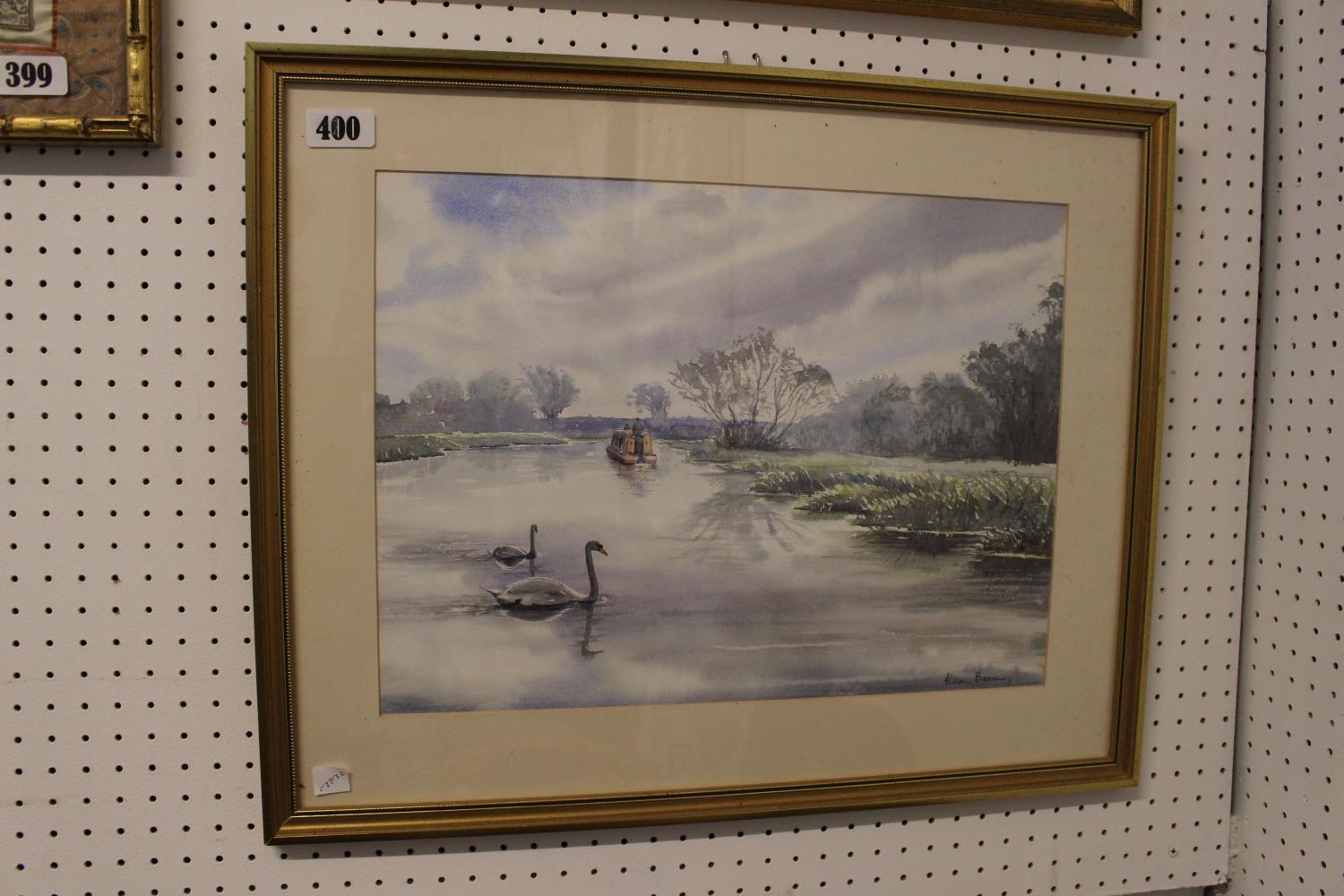 Alison Brown | Framed watercolour of a River scene signed Alison Brown ...