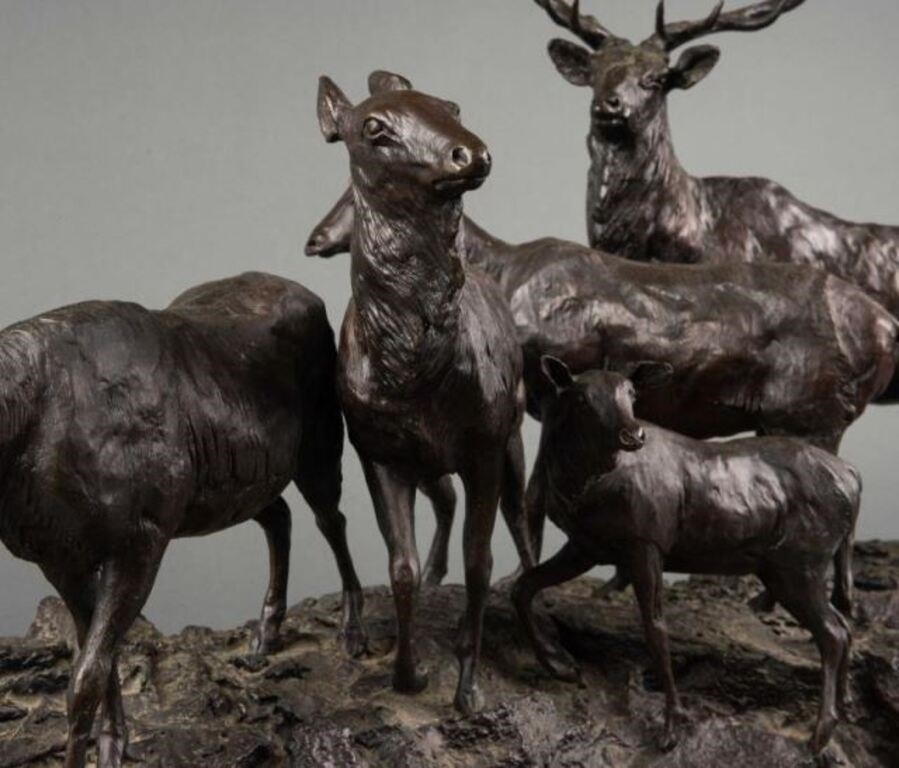 Skip Glomb | Large Skip Glomb Bronze of Elk, The Royal Family (1980 ...
