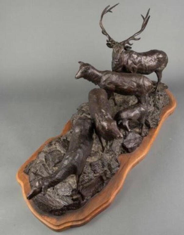 Skip Glomb | Large Skip Glomb Bronze of Elk, The Royal Family (1980 ...