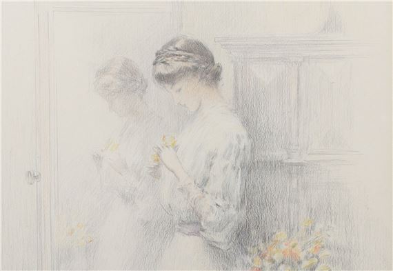 Gabriel Émile Édouard Nicolet | Jeune fille au bouquet | MutualArt