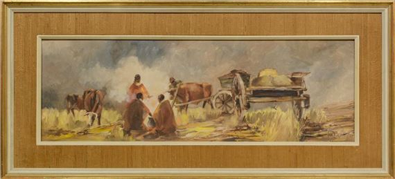 Wallace Hulley | Ox Wagon and Figures | MutualArt