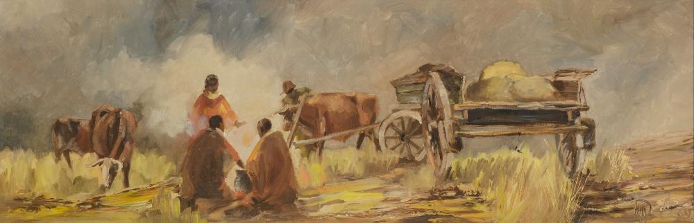Wallace Hulley | Ox Wagon and Figures | MutualArt