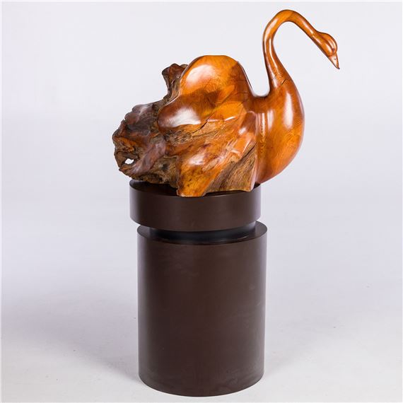 Grant W. Miller | Grant Miller Carved Wood Swan on Stand | MutualArt