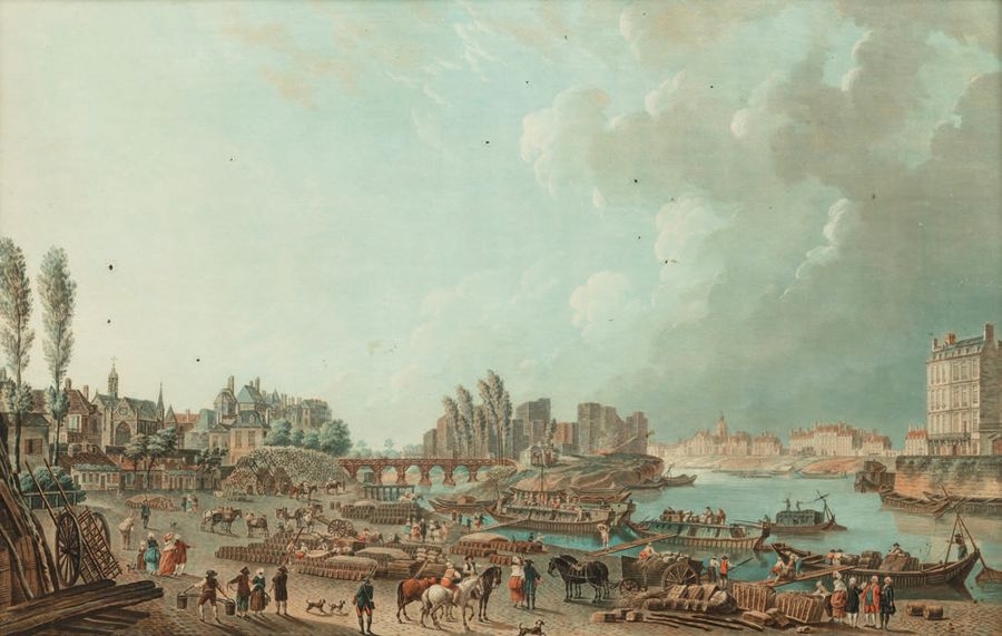 Charles-Melchior Descourtis | View of the Port Saint Paul from below ...
