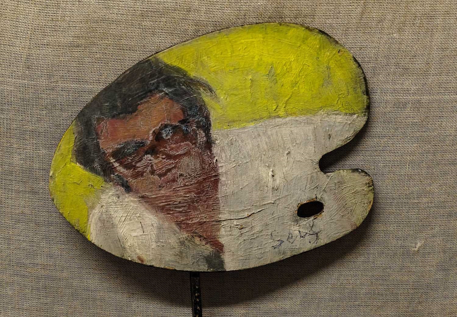 Seif Wanly | SELF PORTRAIT ON THE ARTIST'S PALETTE (1940s) | MutualArt