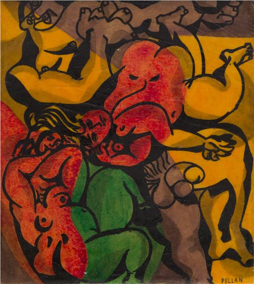 Alfred Pellan | Sur la plage (Circa 1945) | MutualArt