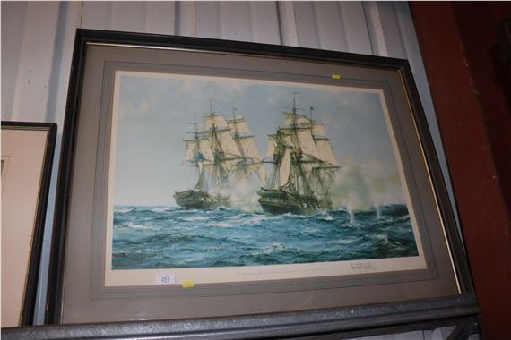 Montague Dawson | A pencil signed Montague Dawson print The Action ...