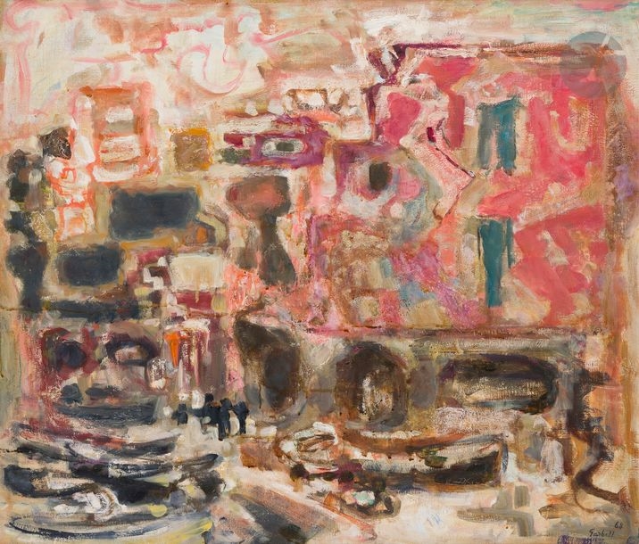 Alexandre Garbell | Animated harbor, 1968 Oil on canvas (1968) | MutualArt