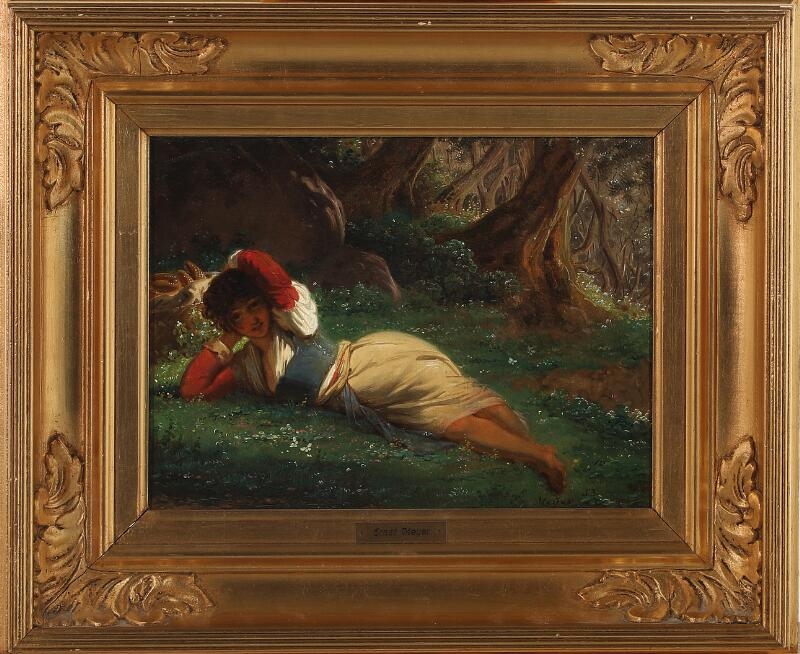 Ernst Ahron Meyer | Young girl lying on the grass (1982) | MutualArt