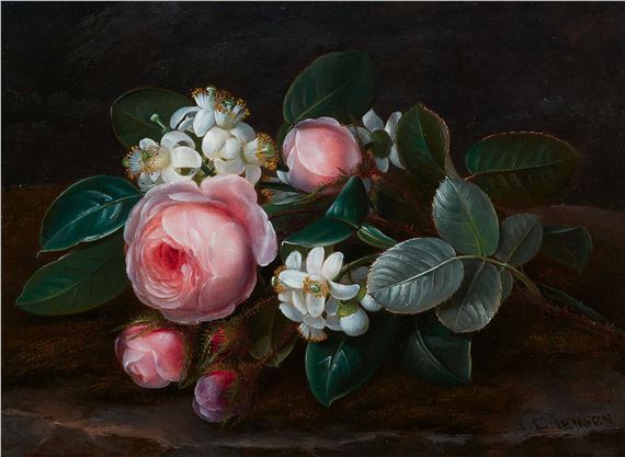 Johan Laurentz Jensen | Still Life with Roses and Orange Blossom ...
