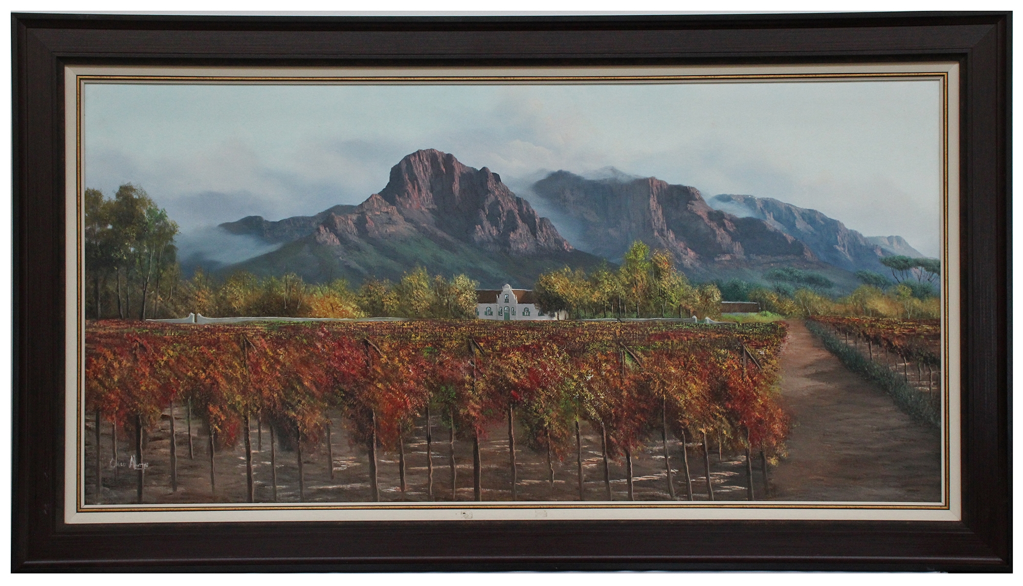 Otto Albertyn | VIEW OF A CAPE DUTCH HOUSE OVER VINEYARDS | MutualArt