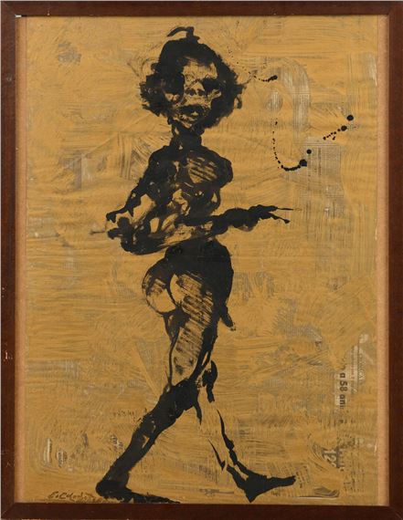 Enrico Colombotto Rosso | Black figure on gold background | MutualArt