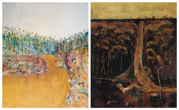 Fred Williams | Landscape with steep road and Landscape with a goose ...