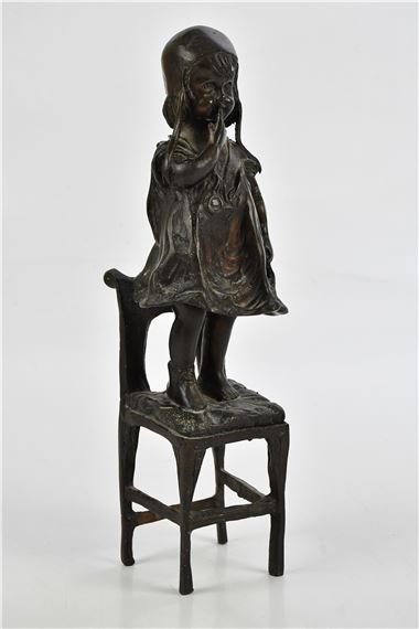 Pierre-Jules Mene | MENE; a bronze figure of a young girl standing on a ...