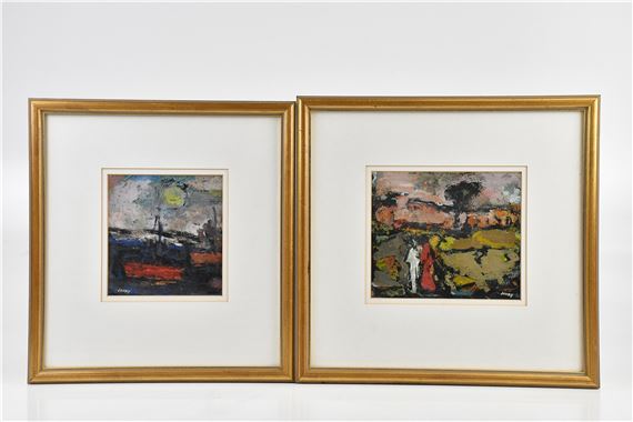 Heskel Joory | boating scene with sun | MutualArt