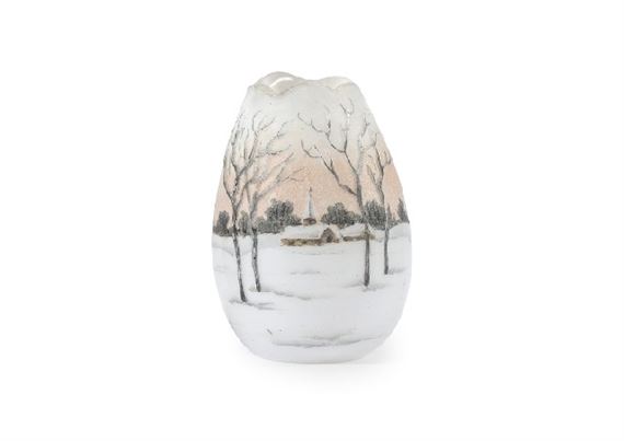 Daum Frères | Miniature vase with design of Dutch Snowscape | MutualArt