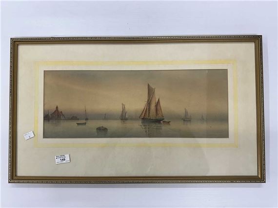 Garman Morris | a maritime watercolour of boats in a harbour | MutualArt