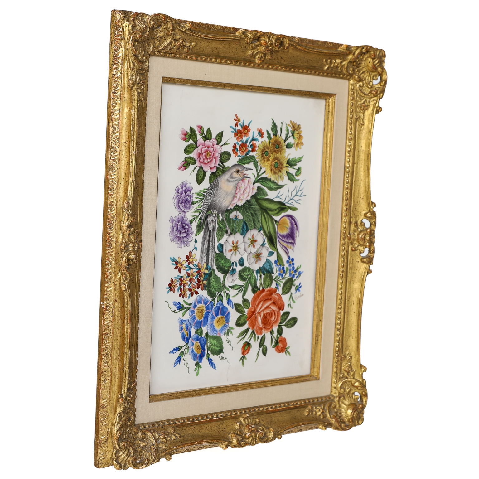 Edward Marshall Boehm | Floral and Mockingbird Porcelain Plaques (1970 ...